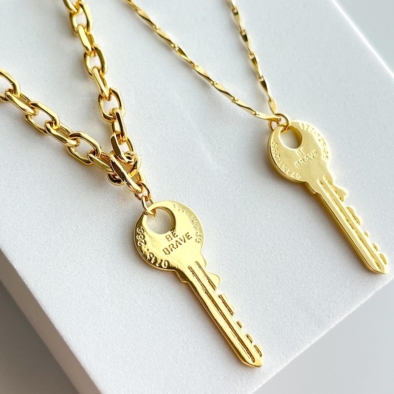 Gold Key Necklace Long - Etsy