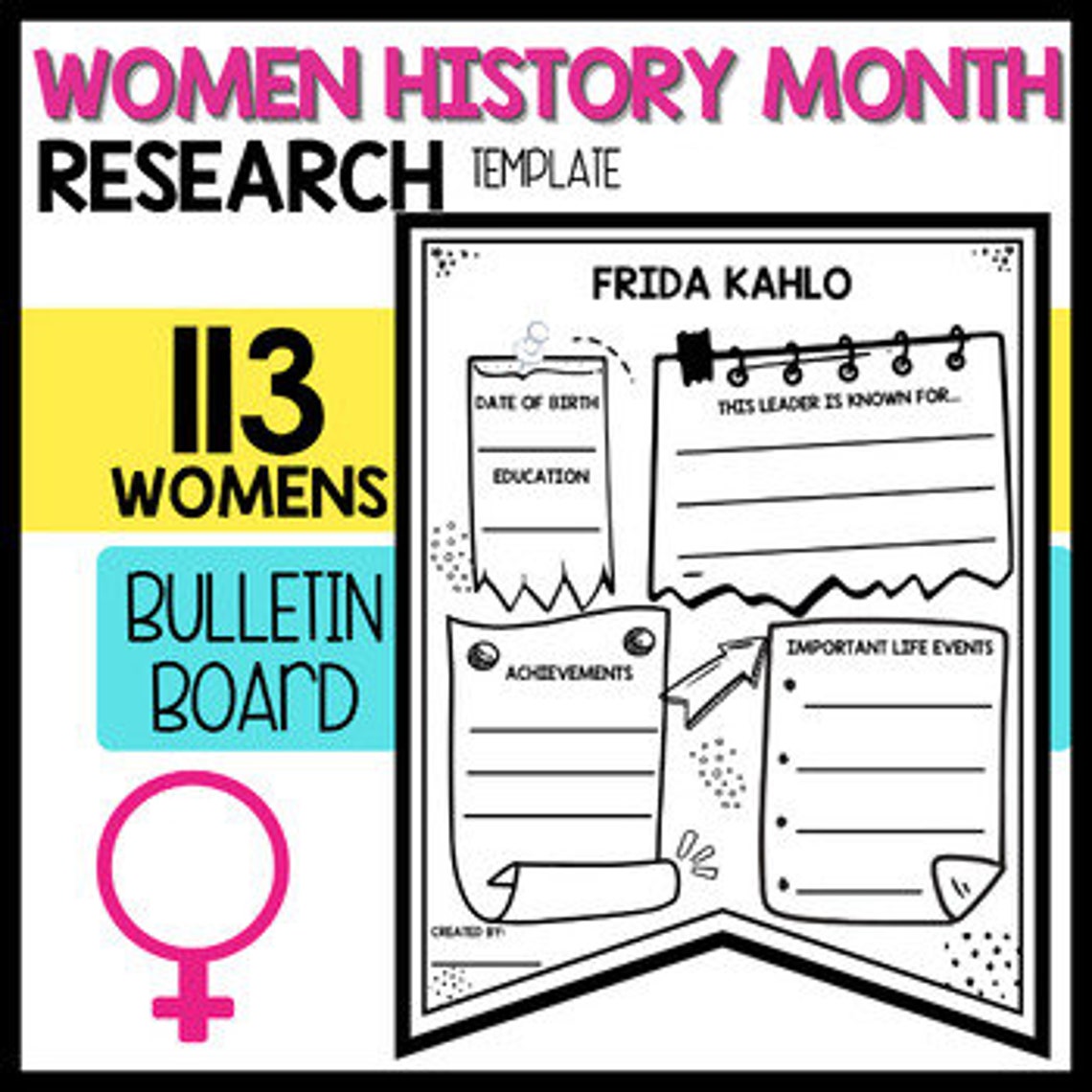 Women's History Month Bulletin Board Biography Writing Activity Pennant ...