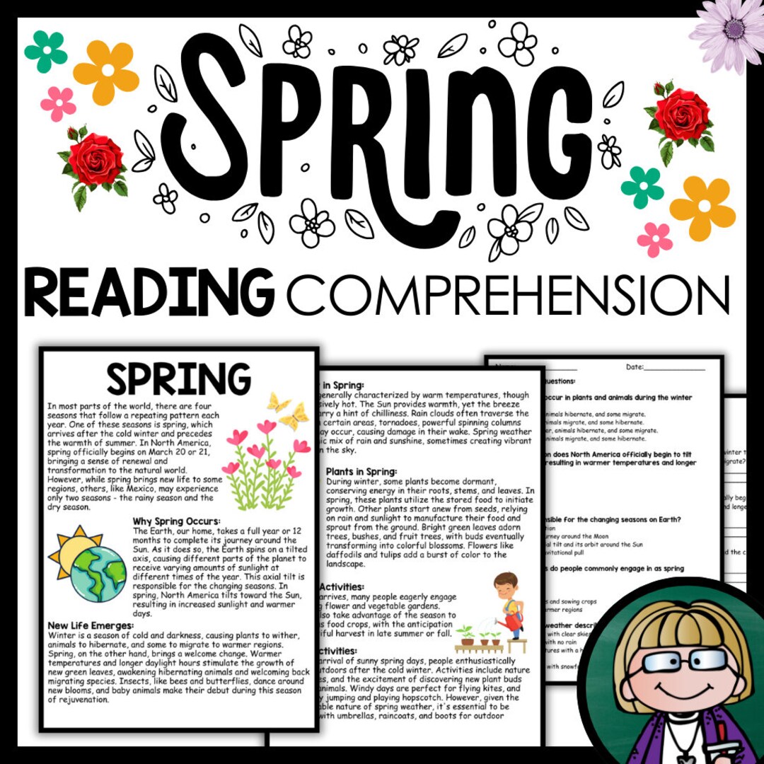 Spring Reading Comprehension Worksheet March No Prep Seasons of the ...