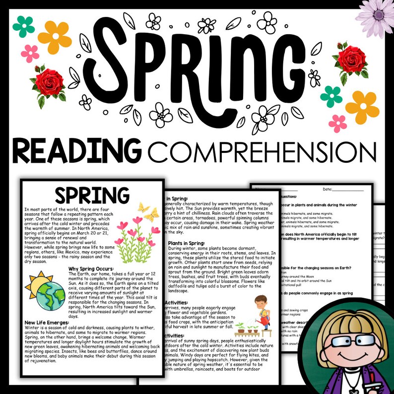 Spring Reading Comprehension Worksheet March No Prep Seasons of the ...