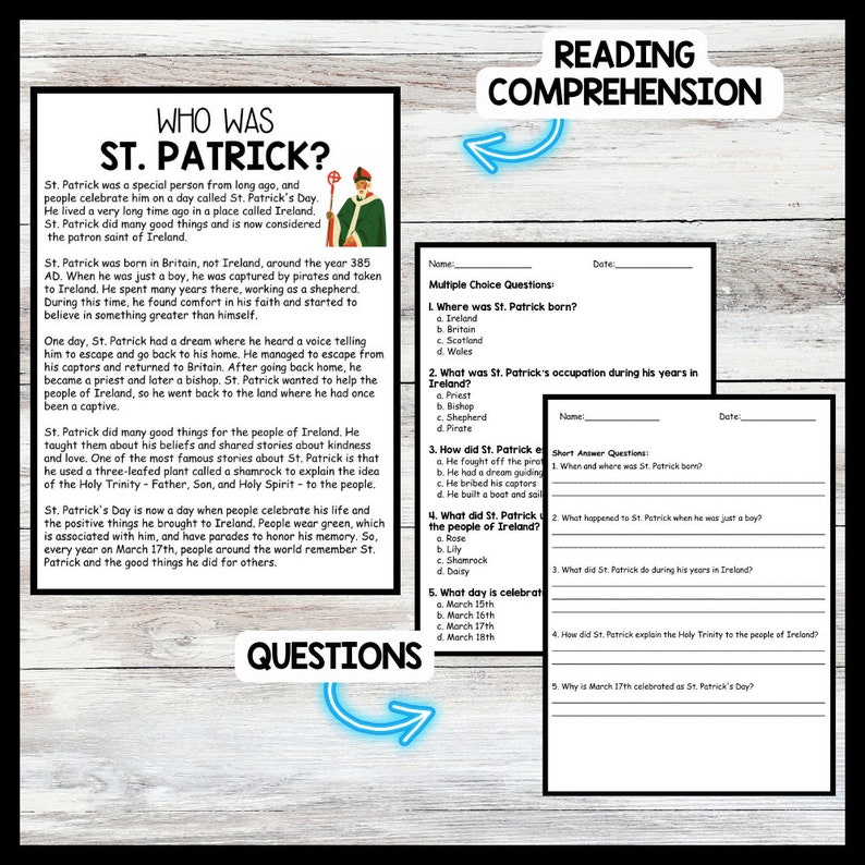 Who Was St. Patrick Reading Comprehension Passage & Questions March St ...