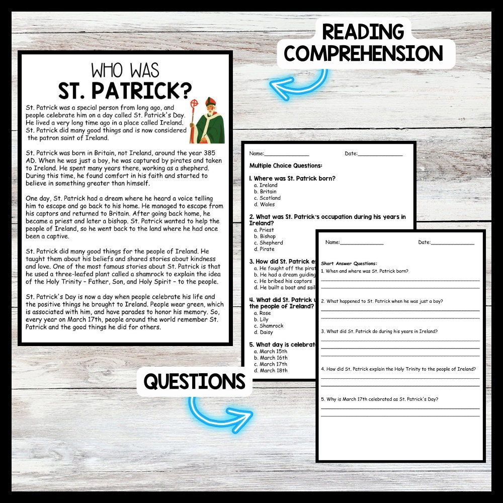 Who Was St. Patrick Reading Comprehension Passage & Questions March St ...