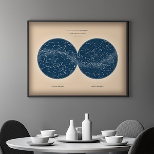 CELESTIAL PLANISPHERE | Constellations Chart Print | Celestial Decor ...
