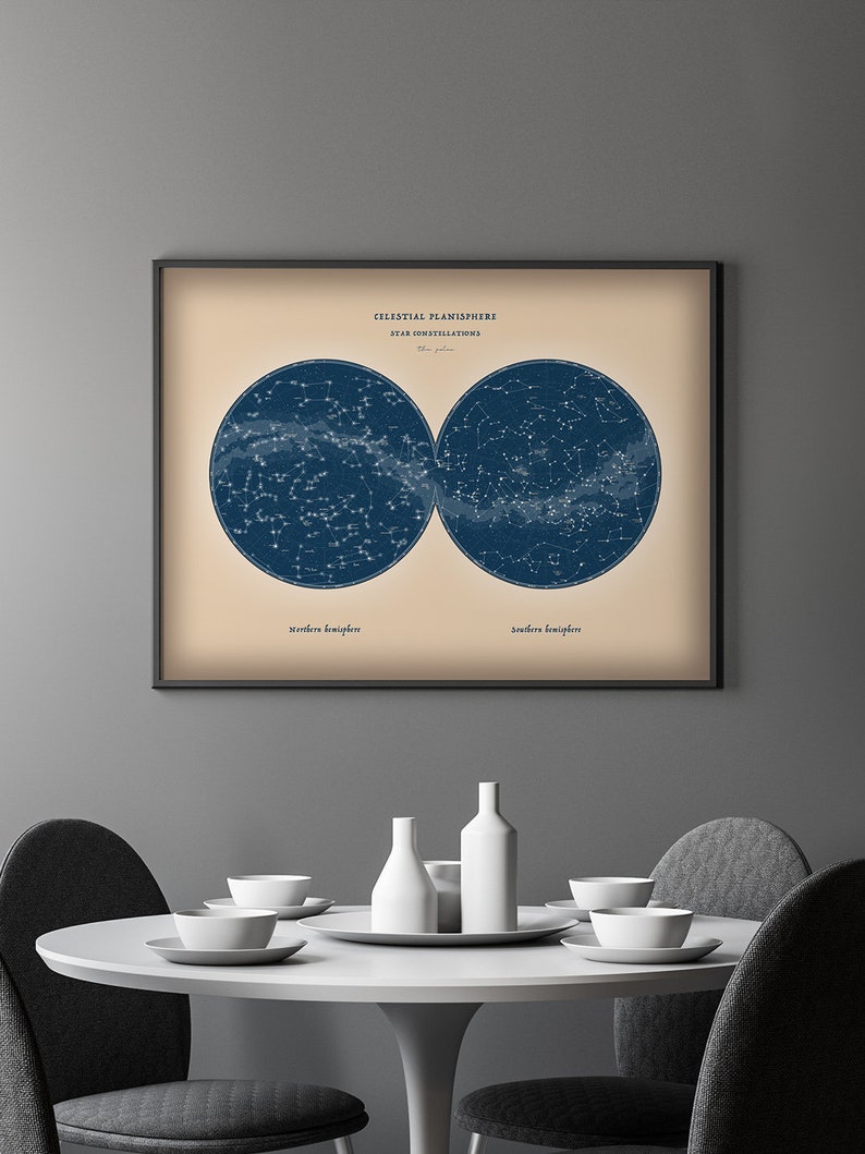 CELESTIAL PLANISPHERE | Constellations Chart Print | Celestial Decor ...