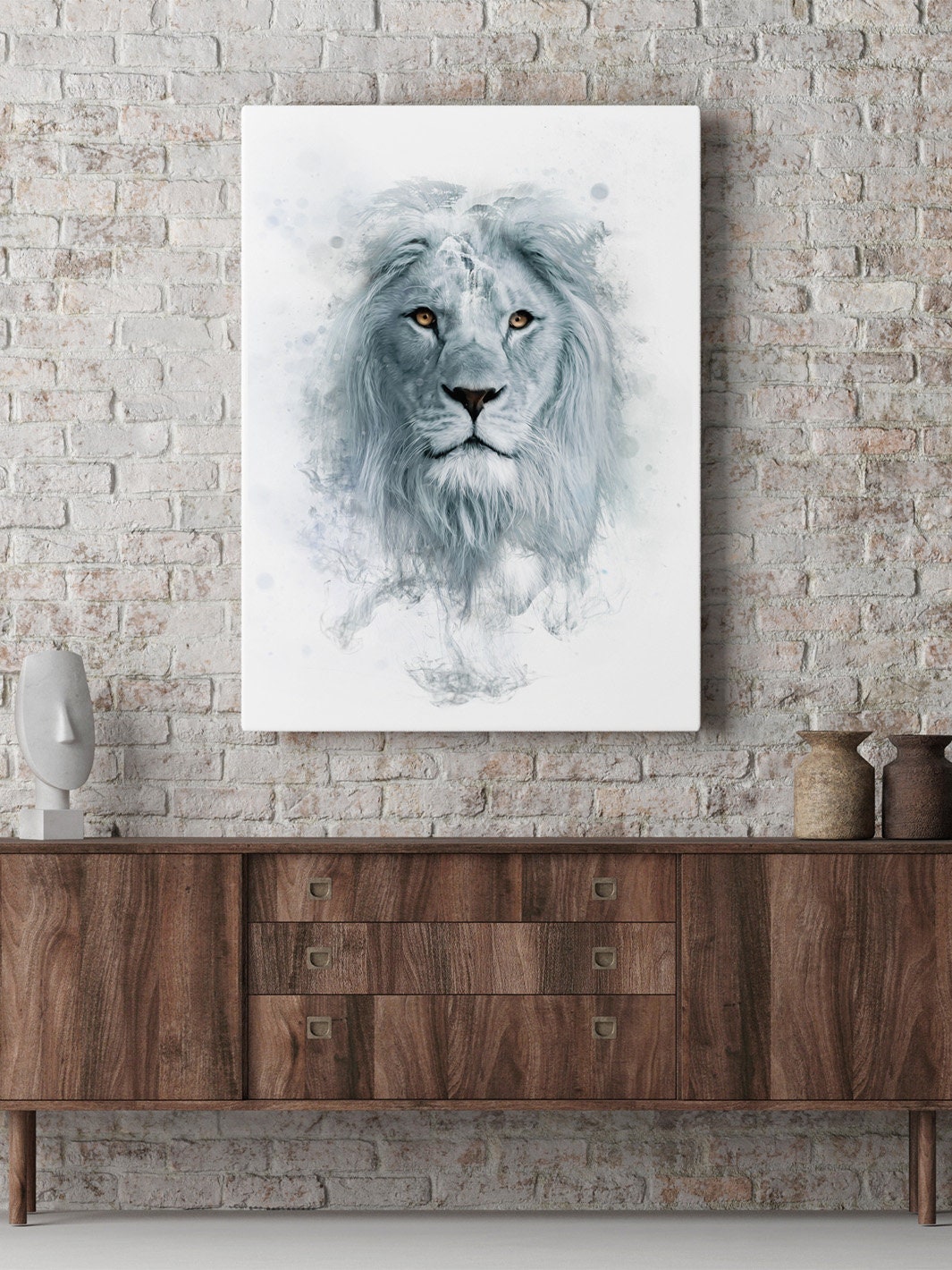 Lion in Snow / White Lion in Wildness,animals Print, Snow Animals, Room ...