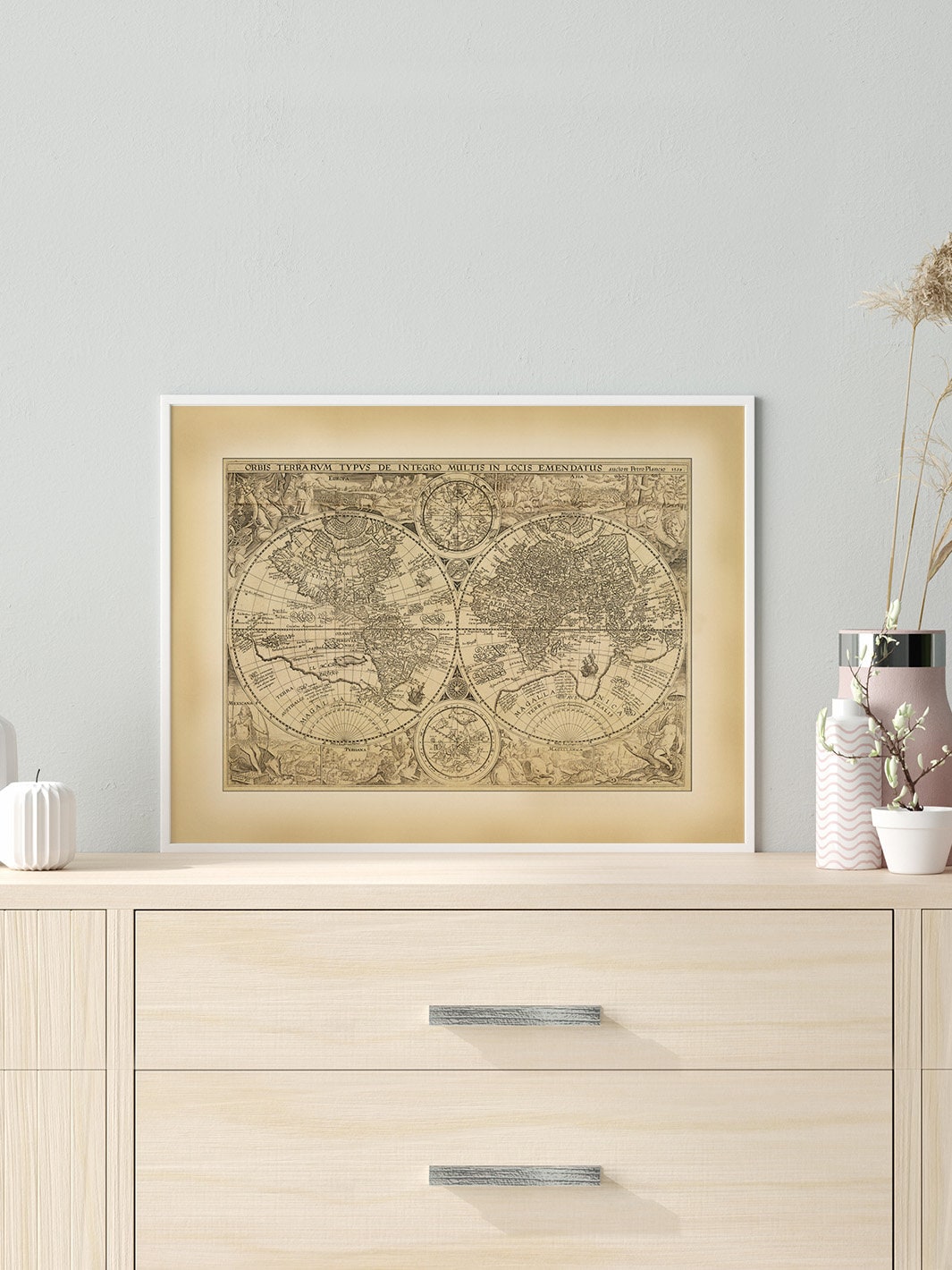 World Map Orbis Terra 1594, With Constellation Astronomy Chart ...