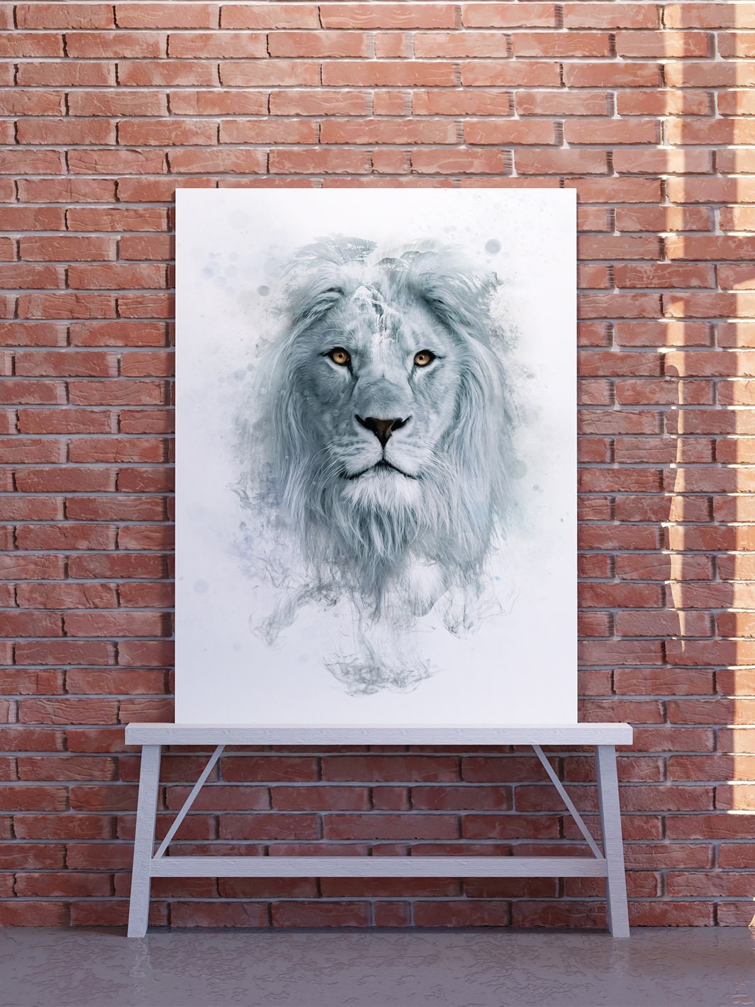Lion in Snow / White Lion in Wildness,animals Print, Snow Animals, Room ...