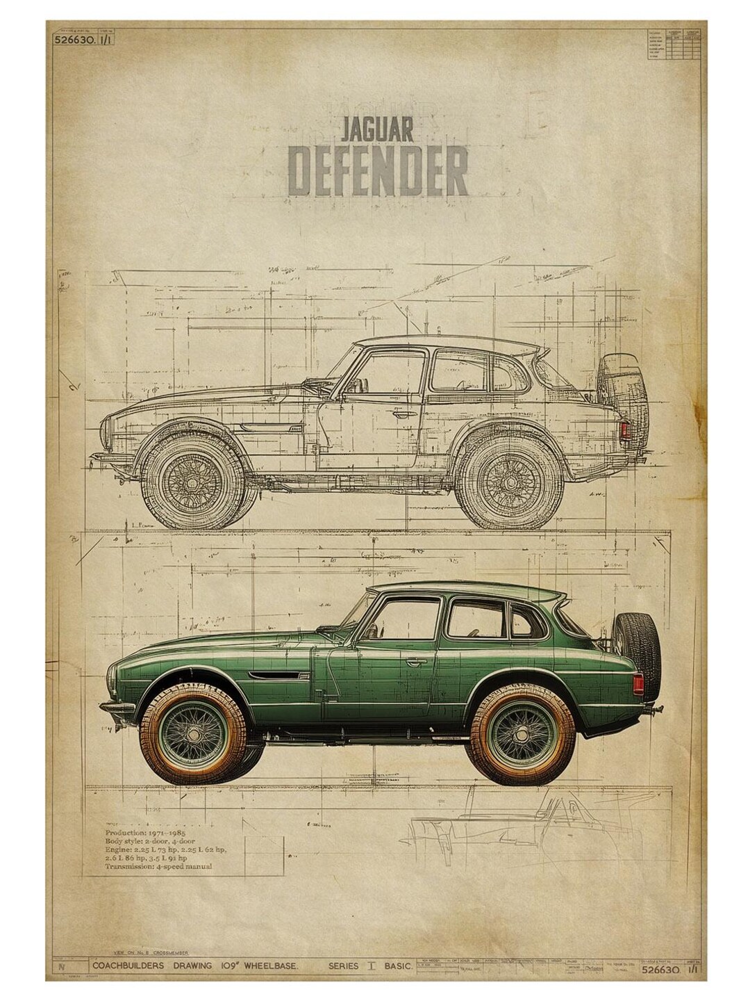 Jaguar DEFENDER, Car Art Print, Off-road Legend, Sci-fi SUV, Defender ...