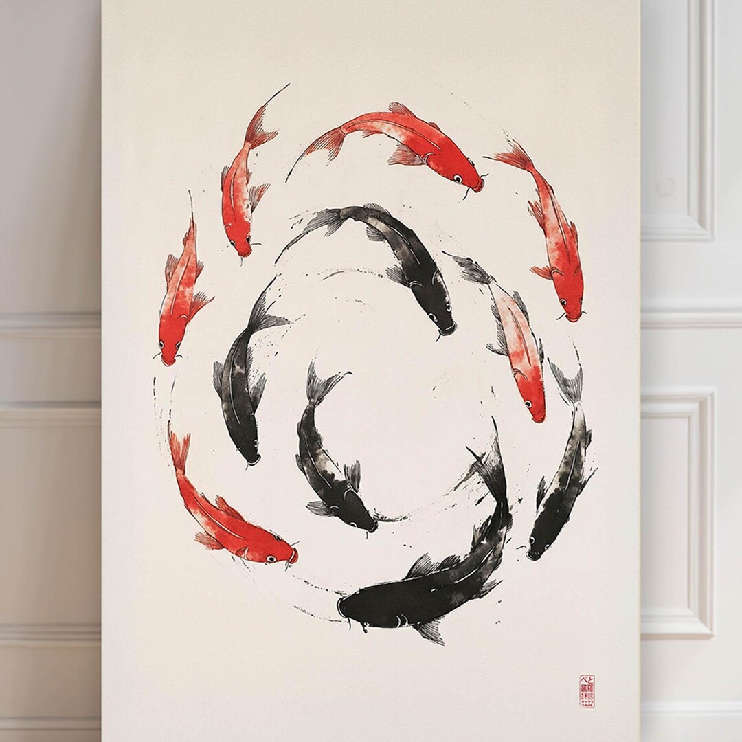 Koi Fish Print | Sea Fish Print | Abstract Watercolour | Japanese Fish ...