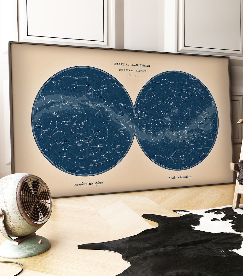 CELESTIAL PLANISPHERE Constellations Chart Print Celestial - Etsy