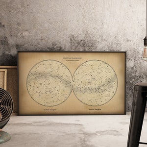 CELESTIAL PLANISPHERE | Constellations Chart Print | Celestial Decor ...