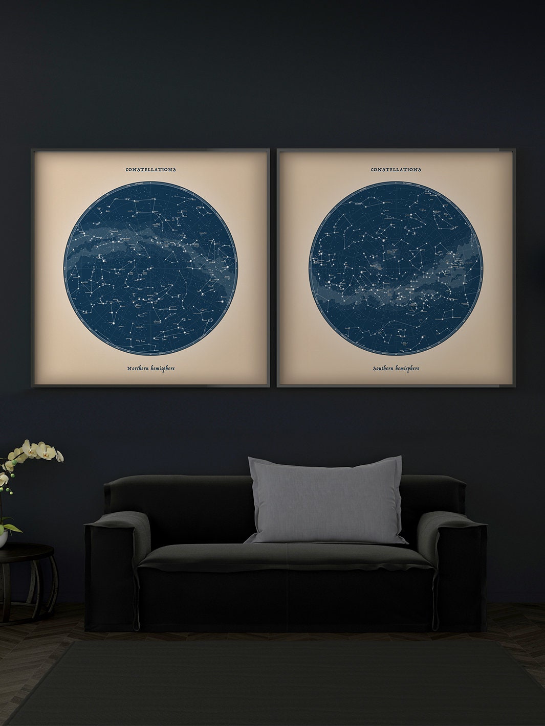 Constellations Maps Stars - Set / Northern and Southern Hemisphere ...