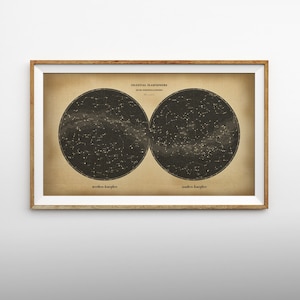 CELESTIAL PLANISPHERE | Constellations Chart Print | Celestial Decor ...