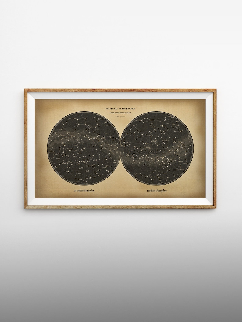 CELESTIAL PLANISPHERE | Constellations Chart Print | Celestial Decor ...