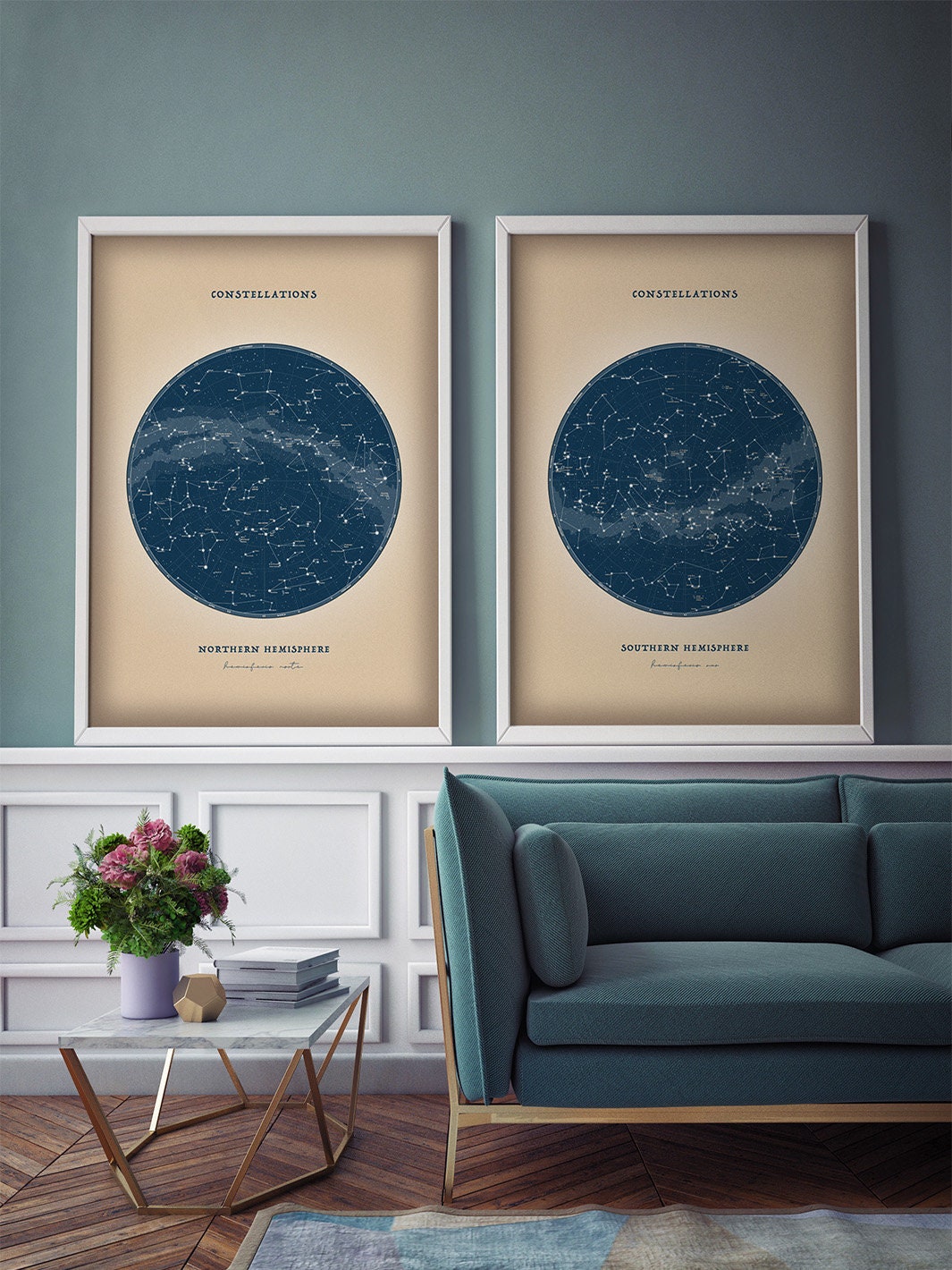 Constellations Maps Stars - Set / Northern and Southern Hemisphere ...