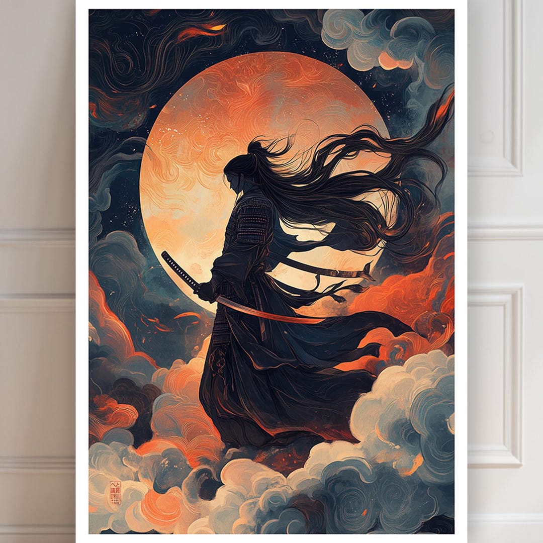 Samurai Warrior Poster | Red Sun Samurai Poster | Ronin | Rising Sun ...