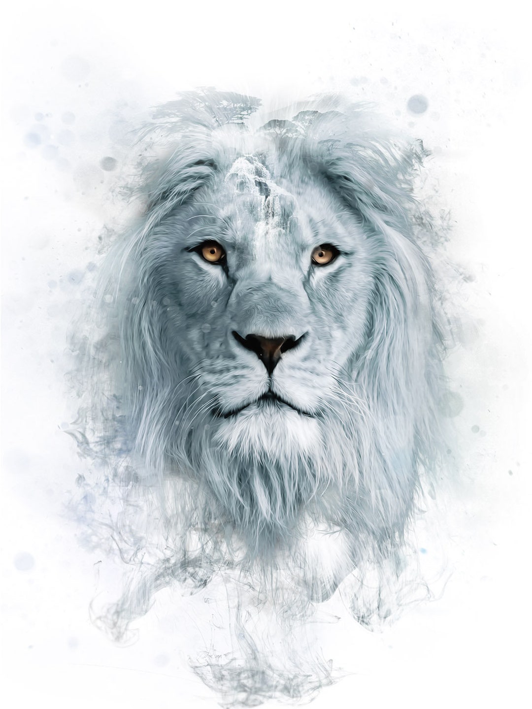Lion in Snow / White Lion in Wildness,animals Print, Snow Animals, Room ...