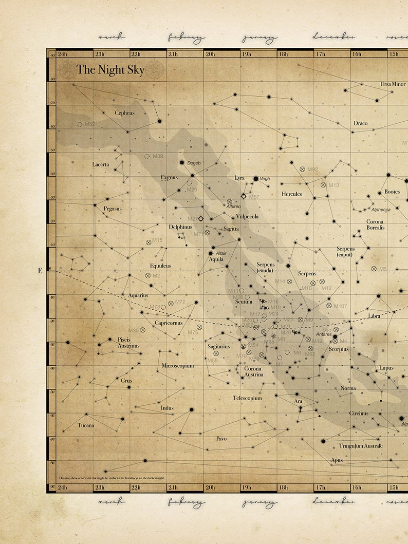 ALL STARS MAP / Constellations Chart Print, Celestial Decor, Astrology ...