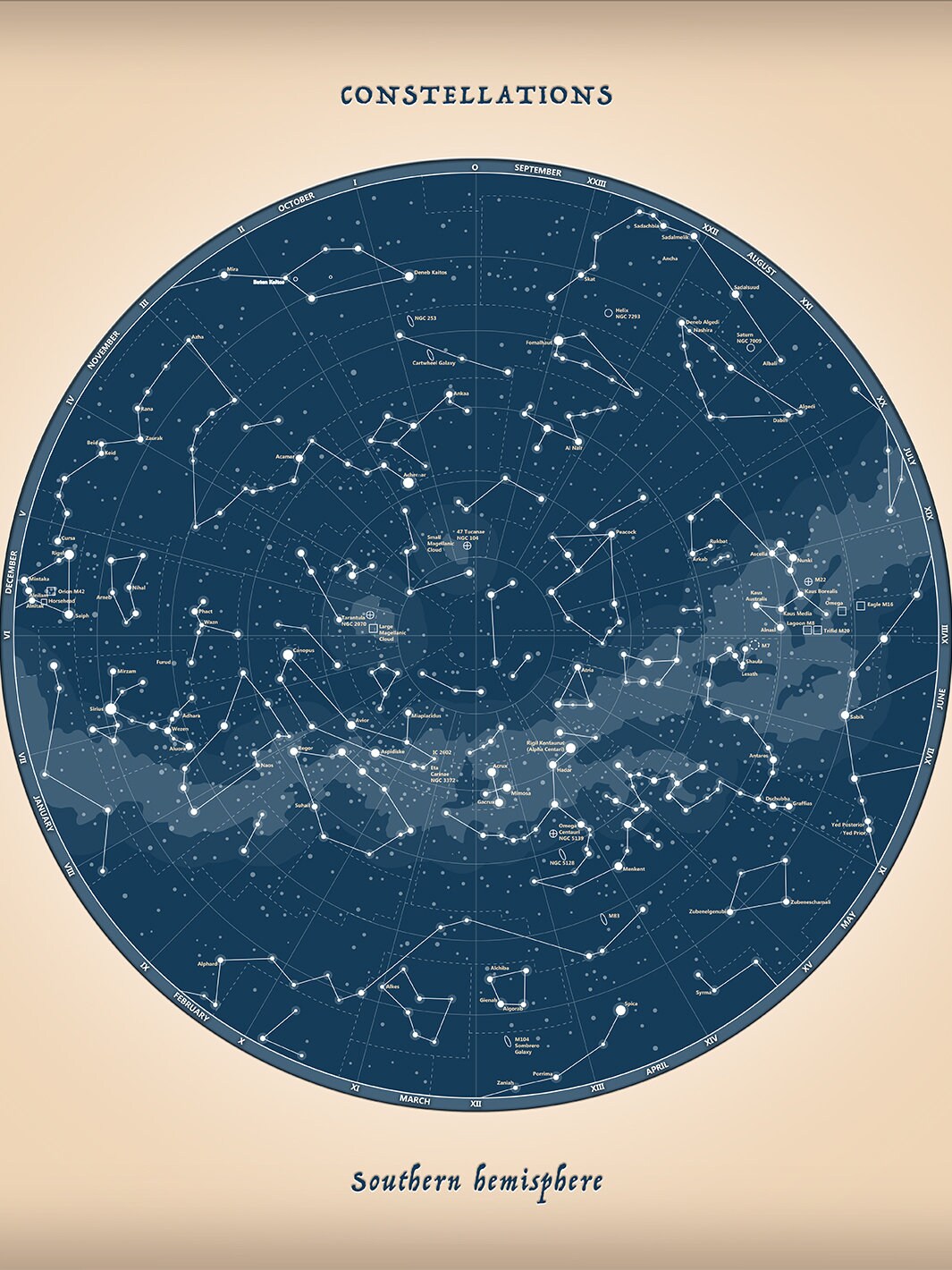 Constellations Maps Stars Set / Northern and Southern Hemisphere Stars ...