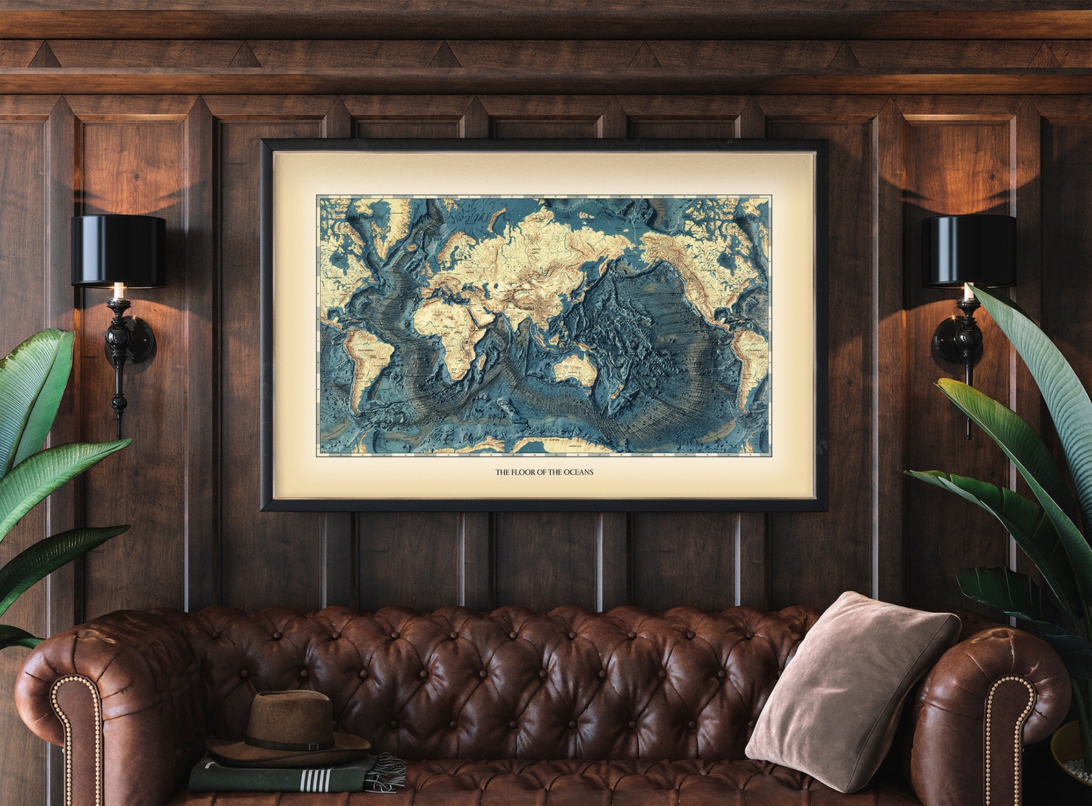 The Floor of the Oceans / Ocean Floor Map, Vintage Map of the Seabed ...