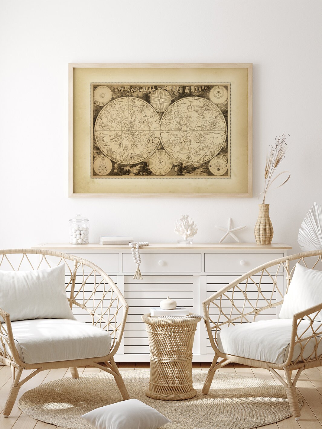 Planisphaerium Coeleste Vintage 1850, Zodiac Signs Poster Print ...