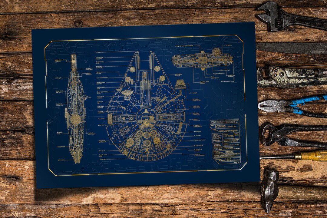 Millennium Falcon | YT-1300F Freighter Blueprint | Star Wars Gift ...