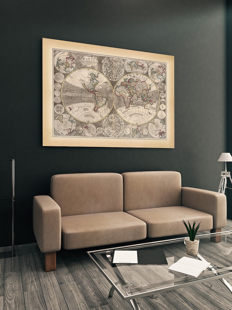 Correct Map of World 1732 With Constellation Astronomy Chart - Etsy