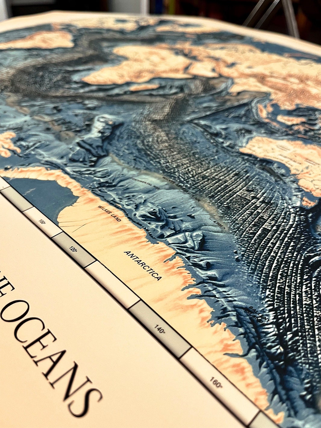 The Floor of the Oceans / Ocean Floor Map, Vintage Map of the Seabed ...