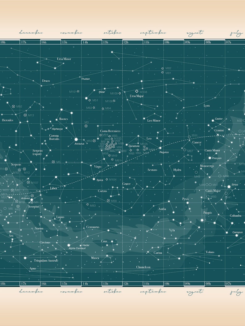 ALL STARS MAP / Constellations Chart Print, Celestial Decor, Astrology ...
