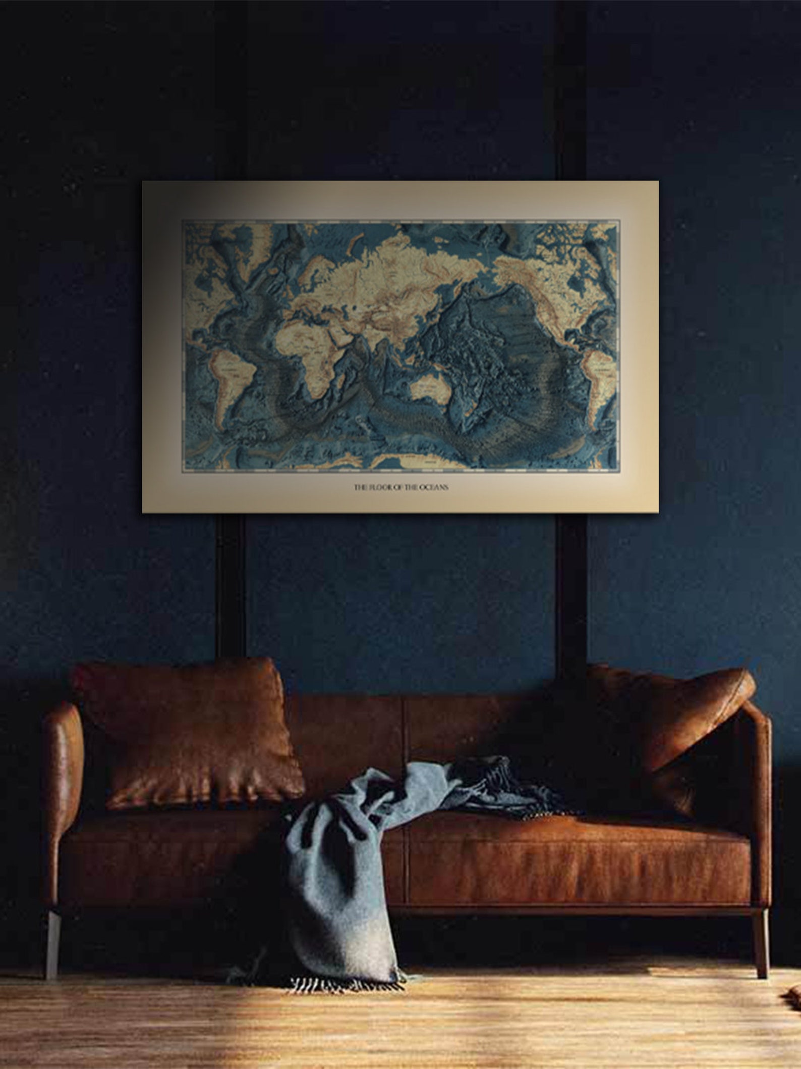 The Floor of the Oceans / Ocean Floor Map, Vintage Map of the Seabed ...