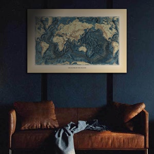 The Floor of the Oceans / Ocean Floor Map, Vintage Map of the Seabed ...