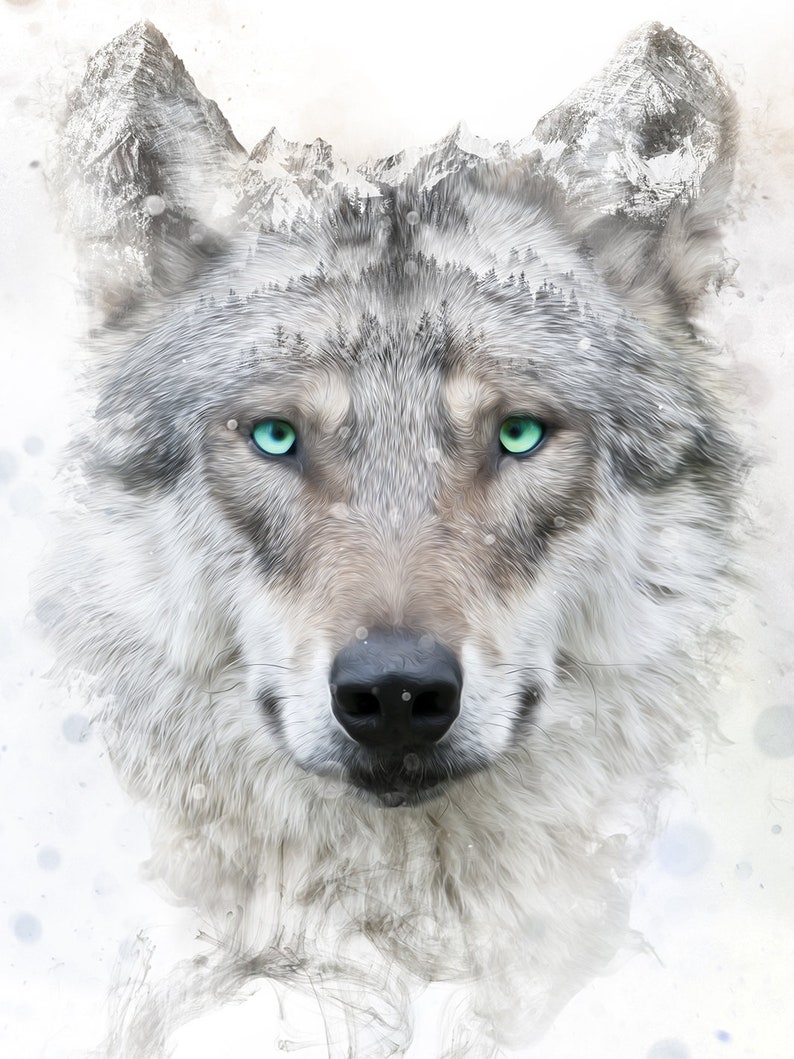 Wolf and Fox Set / Picture Set, Woodlands Animals Print, Snow Animals ...