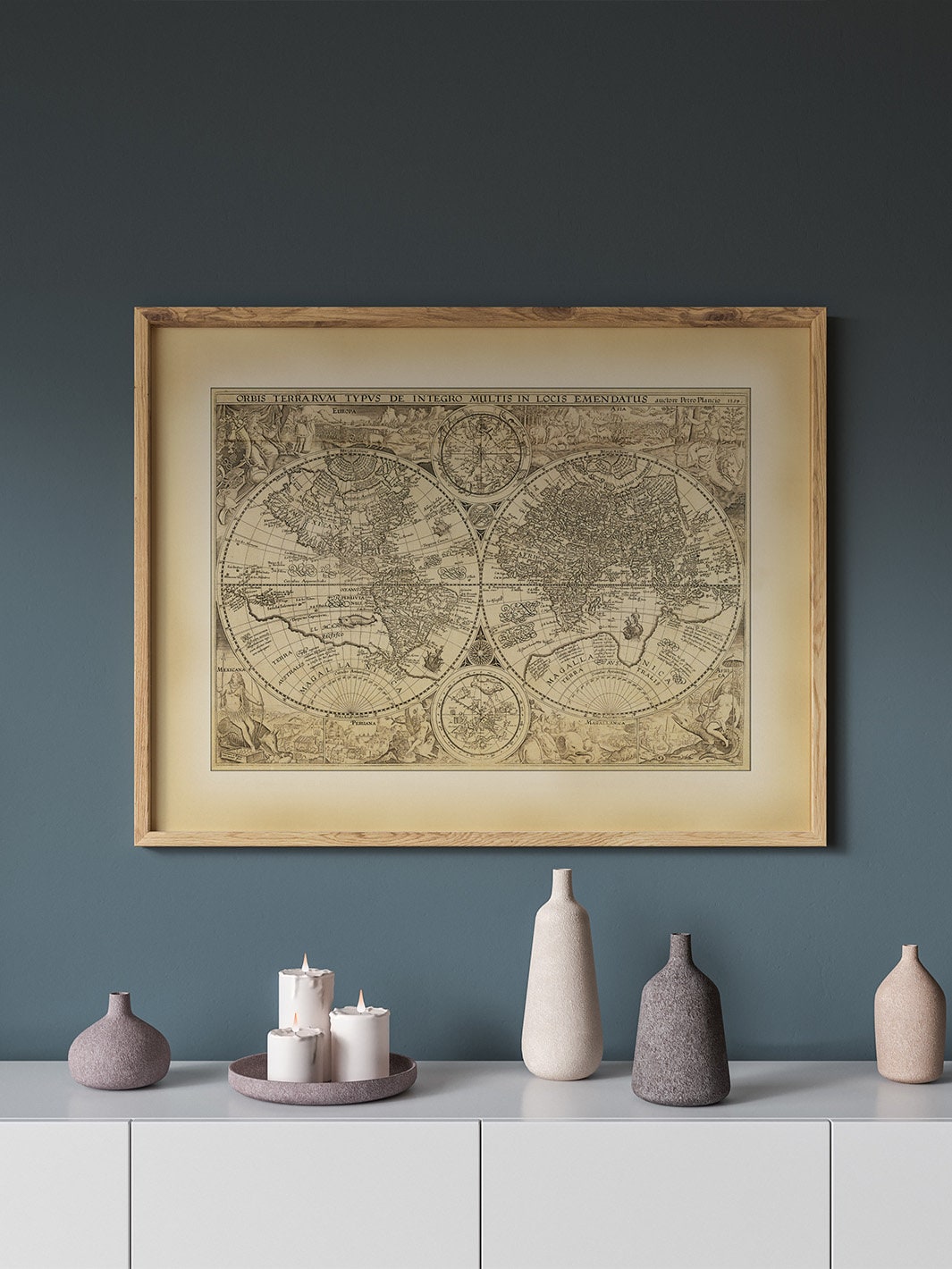 World Map Orbis Terra 1594, With Constellation Astronomy Chart ...
