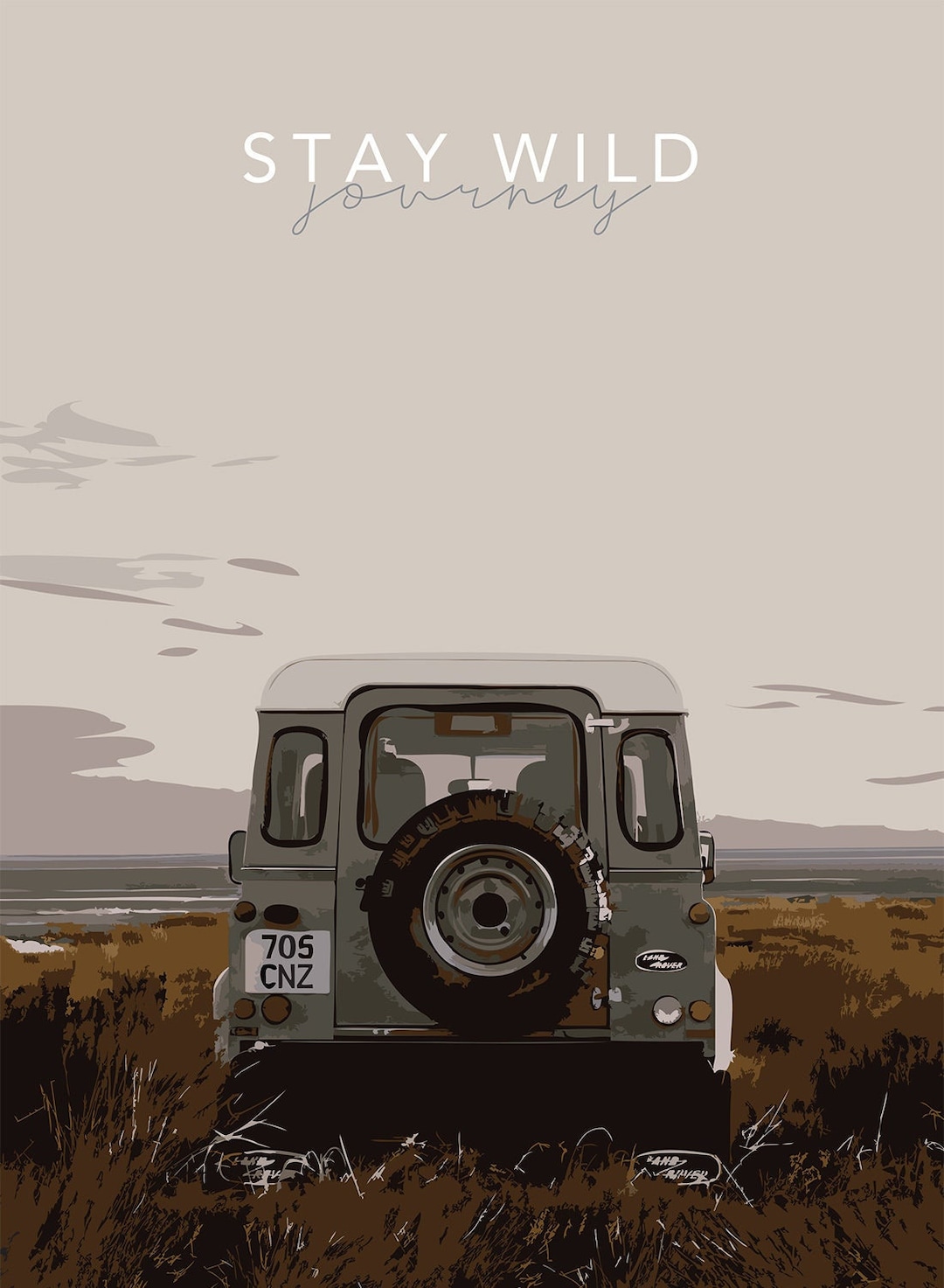 Land Rover DEFENDER, Car Art Print, Off-road Legend on Wild Journey ...