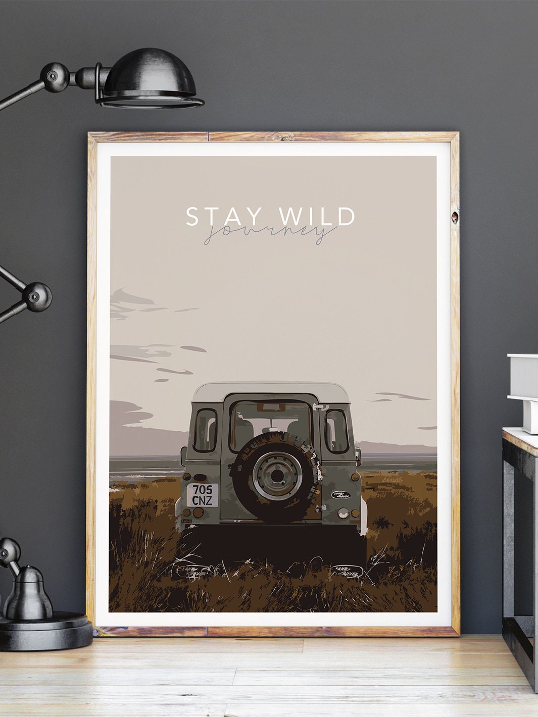 Land Rover DEFENDER, Car Art Print, Off-road Legend on Wild Journey ...