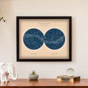 CELESTIAL PLANISPHERE | Constellations Chart Print | Celestial Decor ...