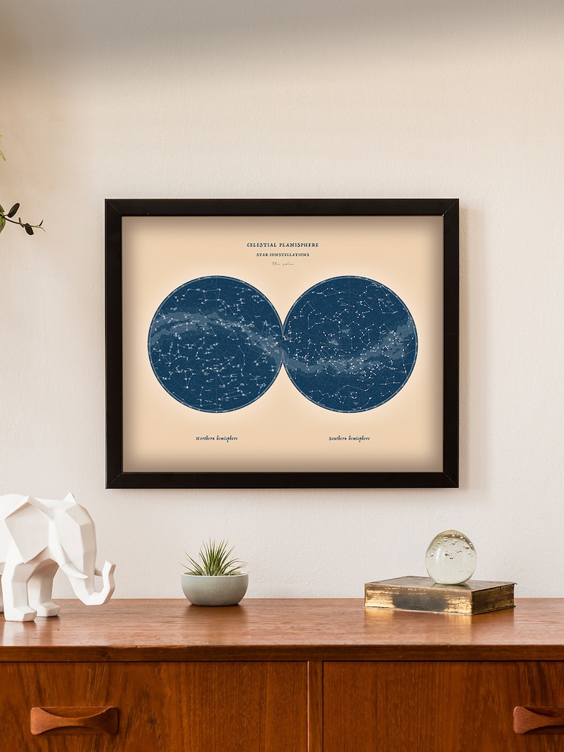 CELESTIAL PLANISPHERE | Constellations Chart Print | Celestial Decor ...