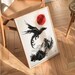 Dragon and Sun Poster | Japanese Dragon Poster | Sumi-e Print | Art ...