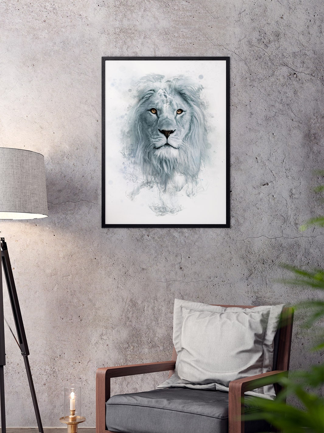 Lion in Snow / White Lion in Wildness,animals Print, Snow Animals, Room ...
