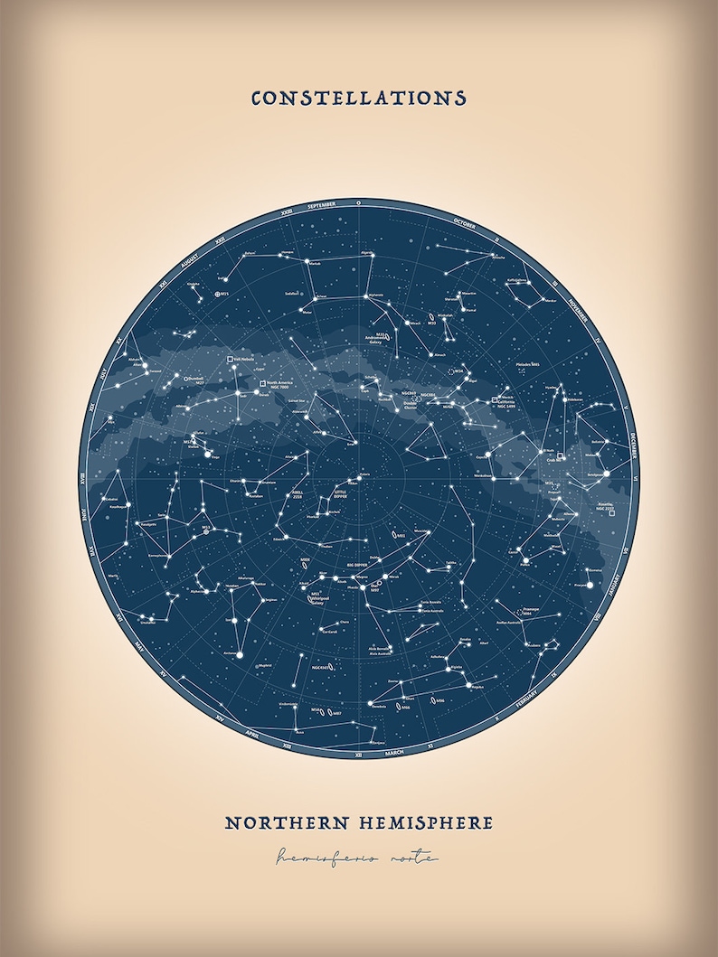 Constellations Maps Stars Set / Northern and Southern Hemisphere Stars ...