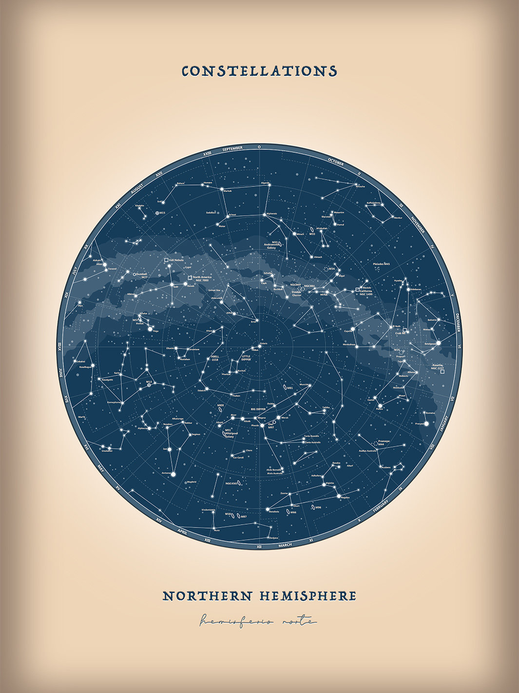 Constellations Maps Stars - Set / Northern and Southern Hemisphere ...