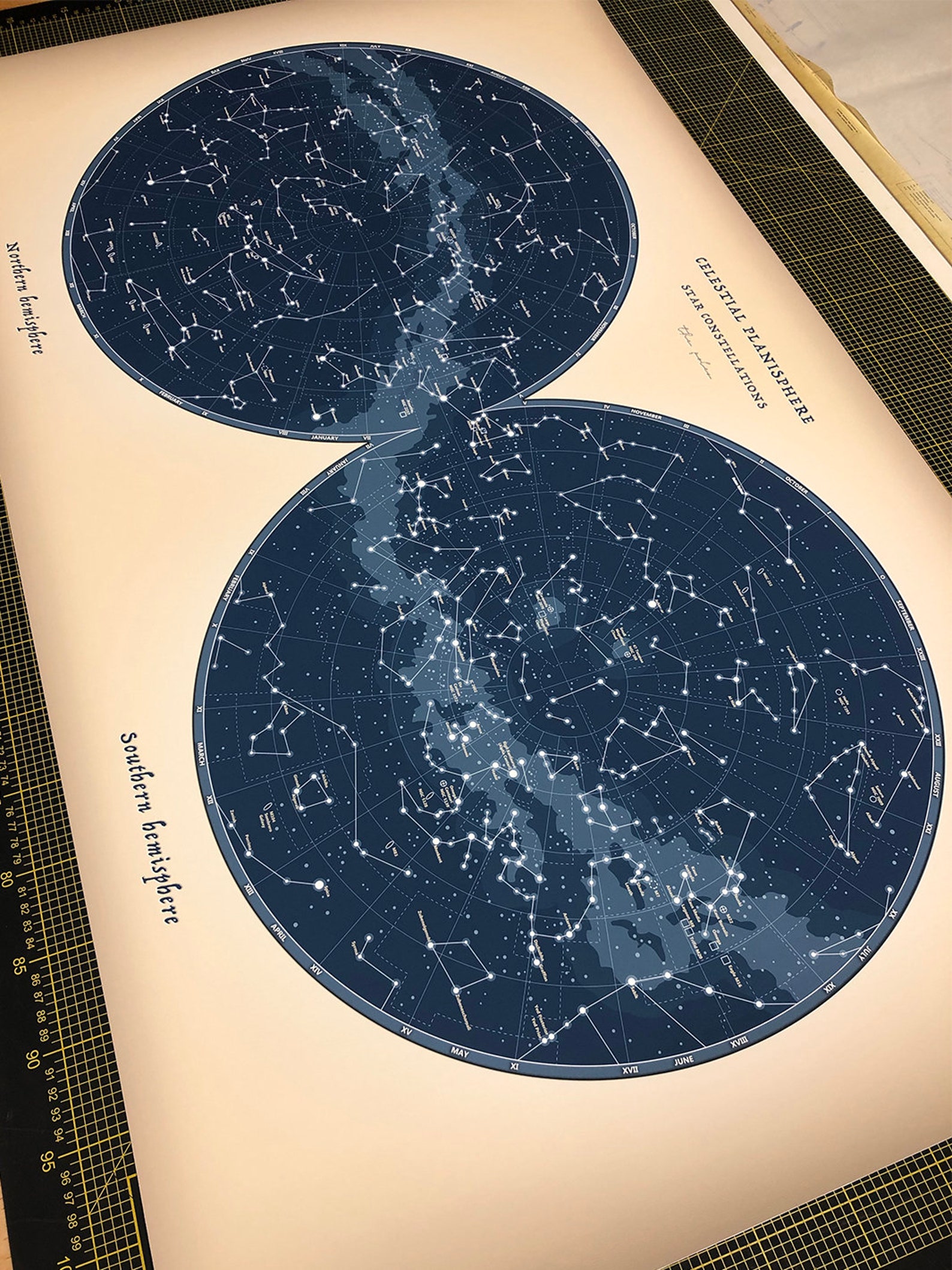 CELESTIAL PLANISPHERE | Constellations Chart Print | Celestial Decor ...