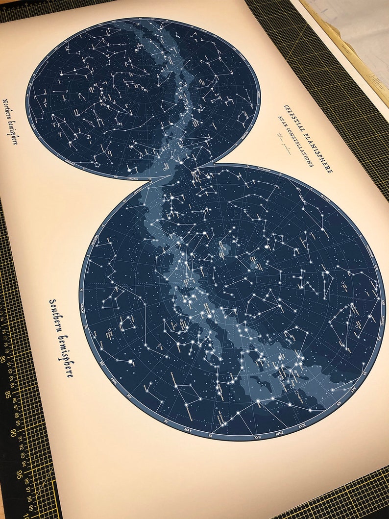 CELESTIAL PLANISPHERE Constellations Chart Print Celestial - Etsy