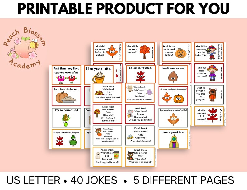 Printable Autumn Lunch Box Notes Lunch Box Notes for Kids, Lunchbox ...