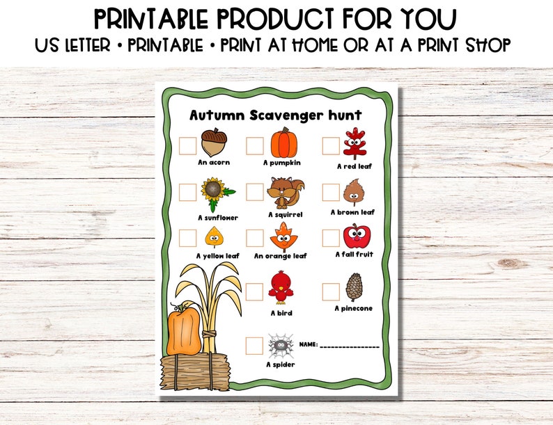 Fall Scavenger Hunt Printable Scavenger Hunt Printable Autumn Scavenger ...