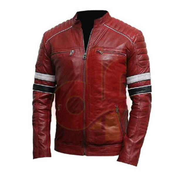 Red Leather Jacket - Etsy