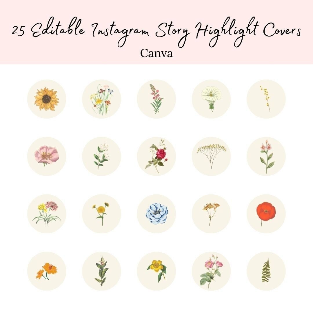 25 Editable Instagram Highlight Covers | Botanical Highlight Cover ...
