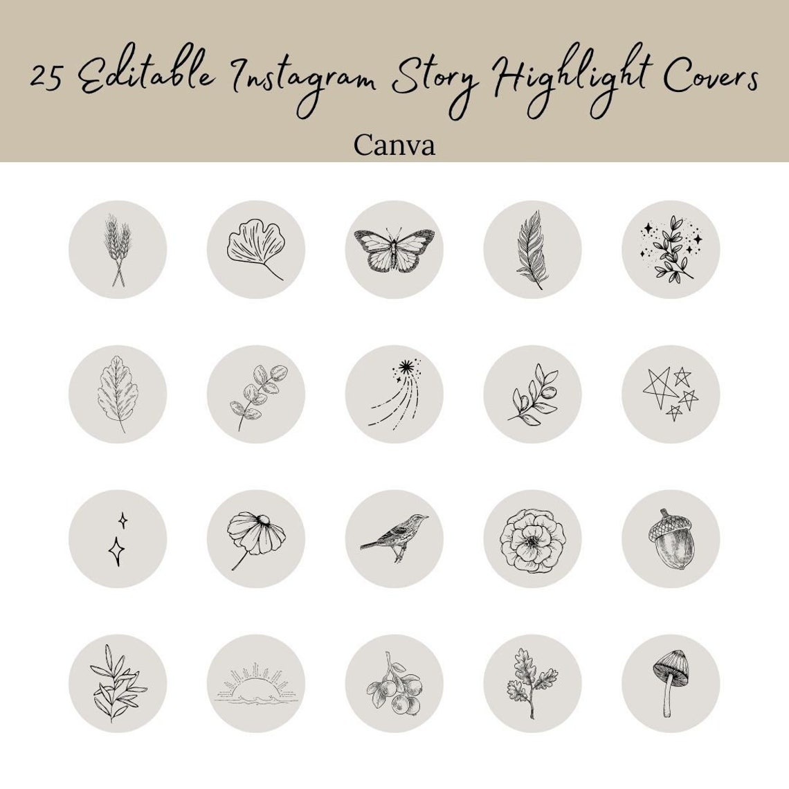 25 Editable Instagram Highlight Covers | Botanical Highlight Cover ...