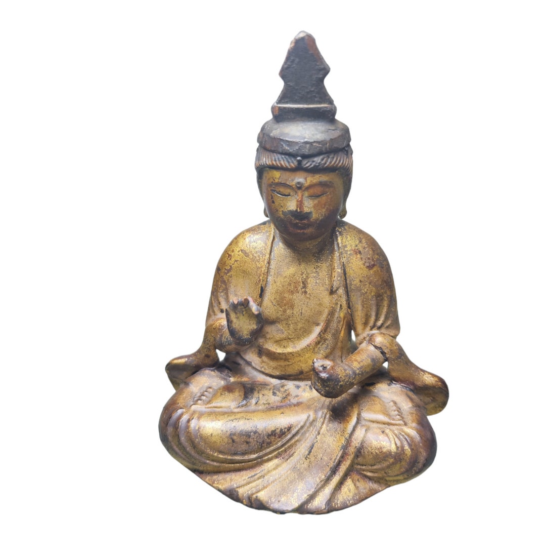 Antique JAPANESE WOOD SCULPTURE Statue, Edo Period Kanon Gesture ...
