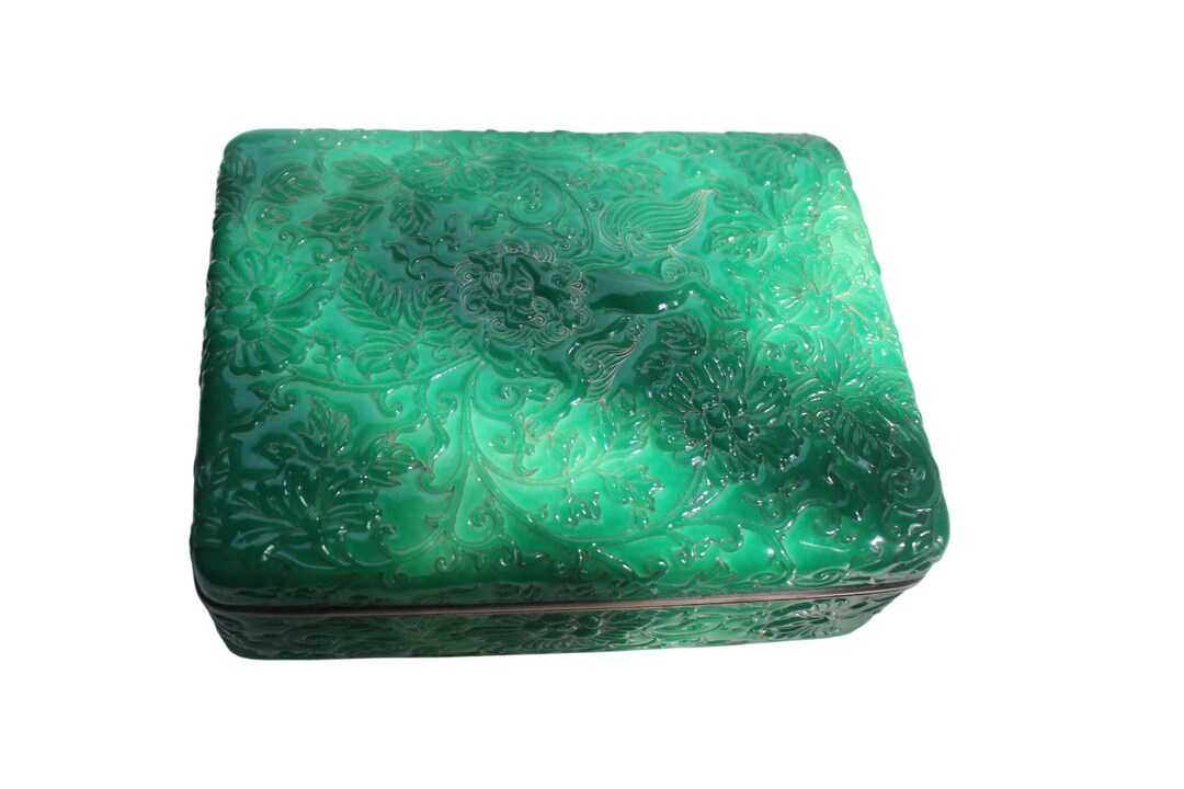 SOLID Silver ASIAN Style BOX With Dog Engraving - Etsy